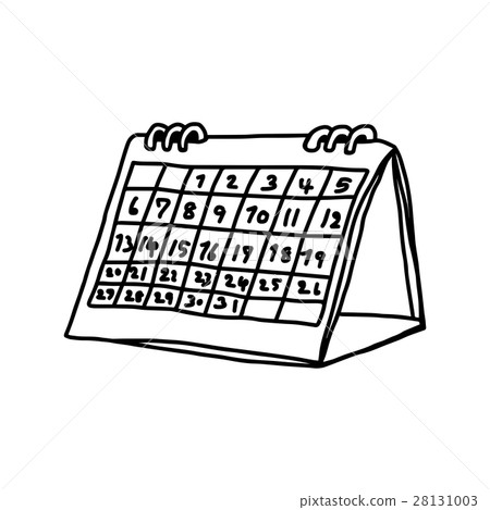 hand drawn sketch of desk spiral calendar - Stock Illustration ...
