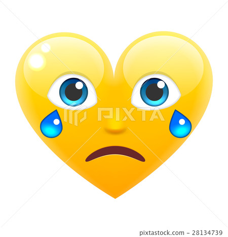 Crying Heart Smile Emoticon with Tears. Emoji - Stock Illustration ...