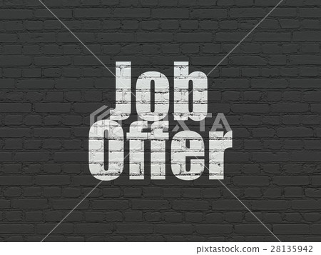 Finance concept: Job Offer on wall background - Stock Illustration ...
