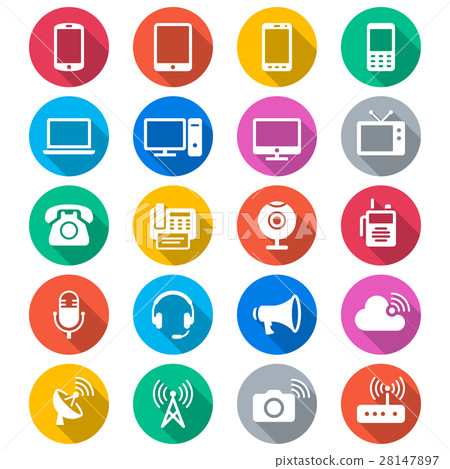 Communication device flat color icons - Stock Illustration [28147897 ...