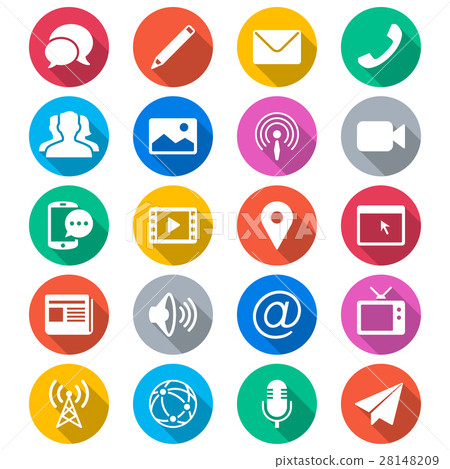 Media and communication flat color icons - Stock Illustration [28148209 ...