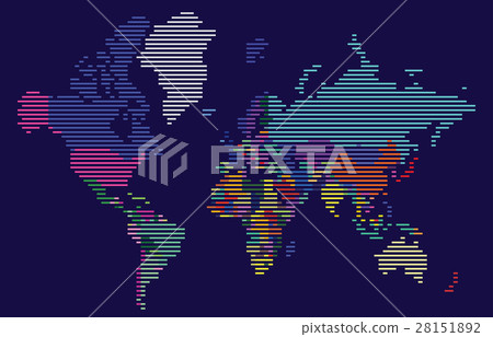 Abstract colorful horizontal bar world map - Stock Illustration ...
