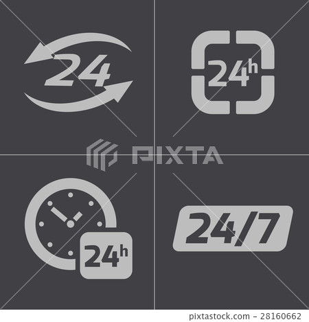Vector black 24 hours icons set-插圖素材 [28160662] - PIXTA圖庫