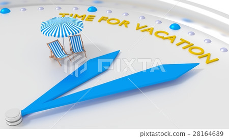 Clock with blue hands the words time for vacation - Stock Illustration ...