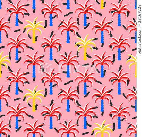 Pop art palm trees seamless vector pattern. - Stock Illustration ...