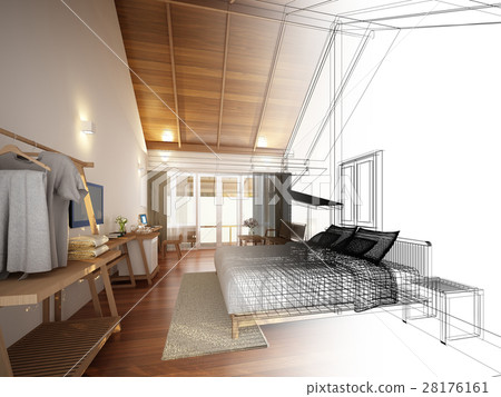 abstract sketch design of interior bedroom - Stock Illustration ...