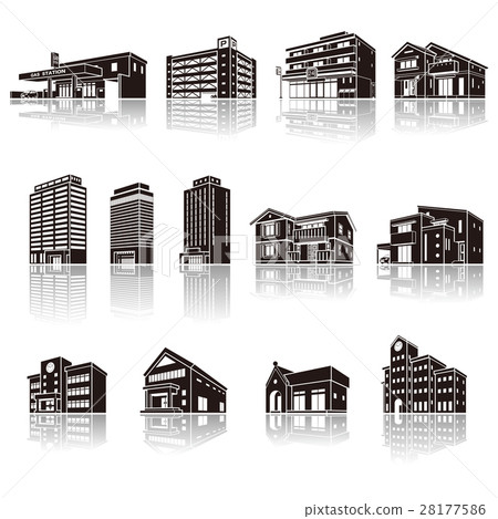 Shadow illustration / building figure of building - Stock Illustration ...