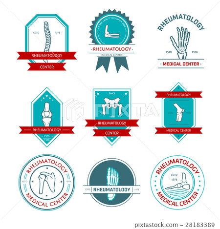 Rheumatology medical center badge set design - Stock Illustration ...