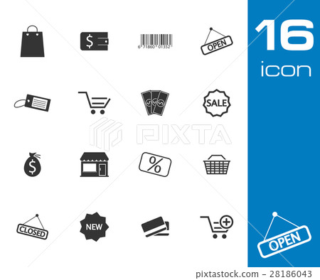 Vector black shop icons set - Stock Illustration [28186043] - PIXTA