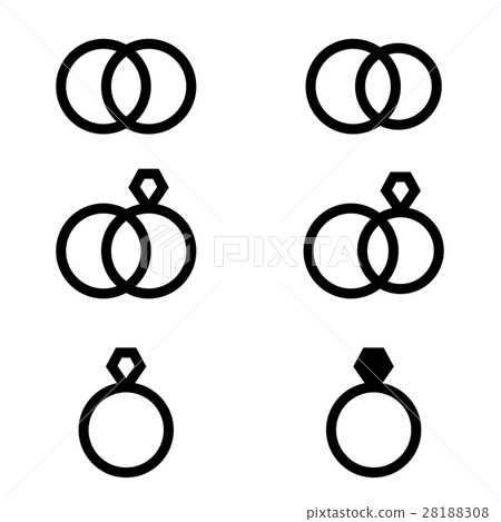 Set of engagement rings icons in white background - Stock Illustration ...