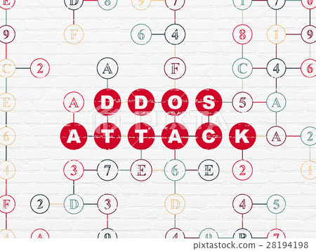 Protection concept: DDOS Attack on wall background - Stock Illustration ...