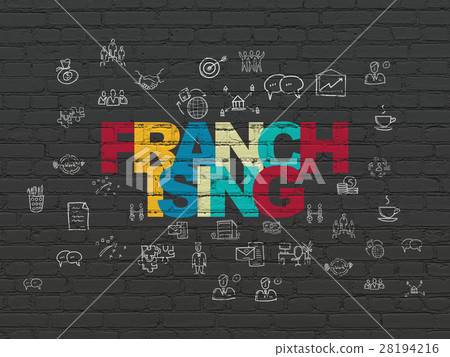 Business concept: Franchising on wall background - Stock Illustration ...