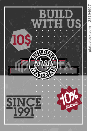Color vintage building materials shop banner - Stock Illustration ...