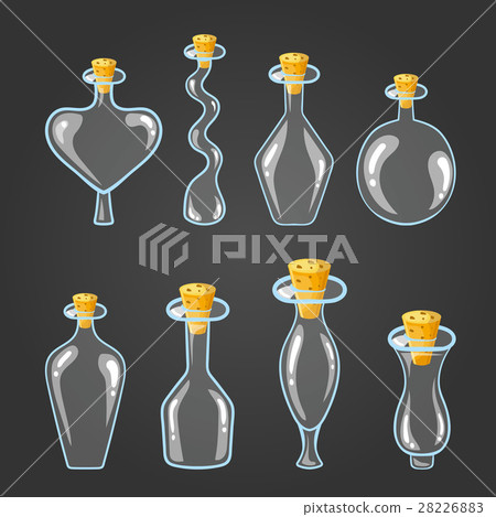 Big set with empty different bottle elixir - Stock Illustration ...