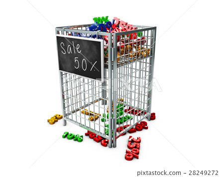 Store promotion display basket with numbers and - Stock Illustration ...