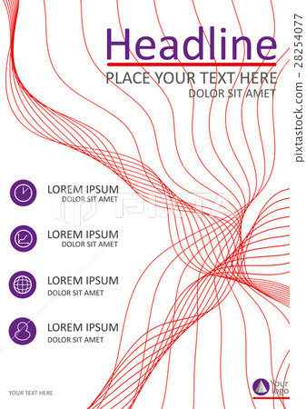 Red Abstract lines wave. A4 cover design. - Stock Illustration ...