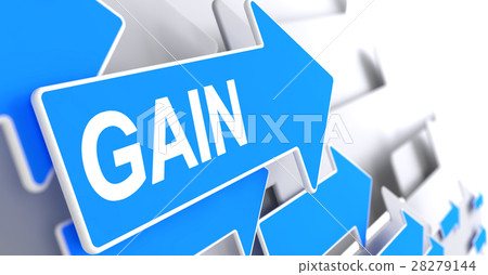 Gain - Label on Blue Pointer. 3D.-插圖素材 [28279144] - PIXTA圖庫
