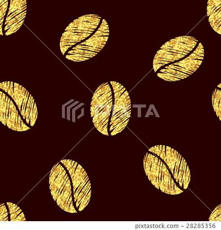 Gold coffee beans seamless pattern - Stock Illustration [28285356] - PIXTA