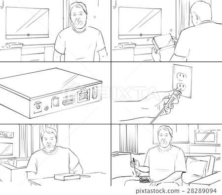 Storyboard about tv and technology - Stock Illustration [28289094] - PIXTA
