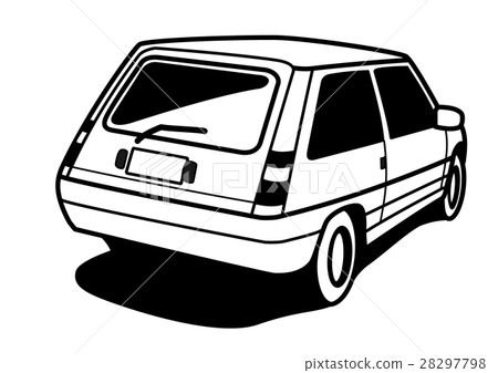 French compact rear view monochrome - Stock Illustration [28297798] - PIXTA