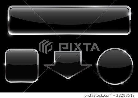 Buttons set. Black icons on black background - Stock Illustration ...