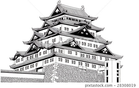 Nagoya Castle [Hand-painted] - Stock Illustration [28308019] - PIXTA