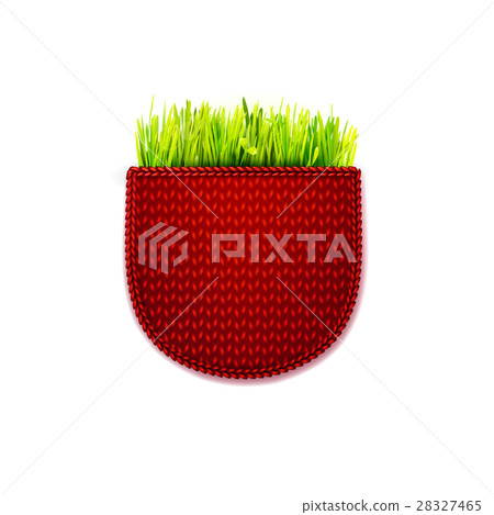 Red knitted pocket with grass - Stock Illustration [28327465] - PIXTA