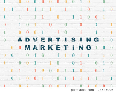 Business concept: Advertising Marketing on wall - Stock Illustration ...