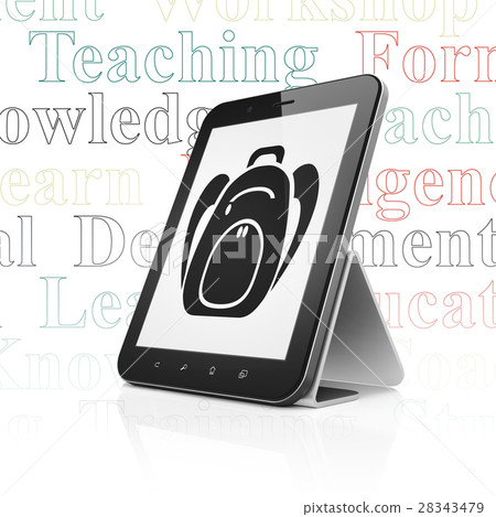 Education concept: Tablet Computer with Backpack - Stock Illustration ...