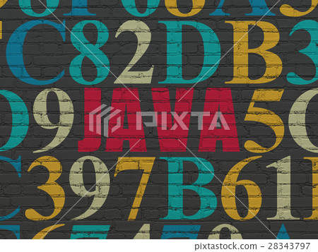 Software concept: Java on wall background - Stock Illustration ...