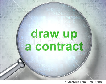 Law concept: Draw up A contract with optical glass - Stock Illustration ...