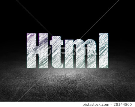 Programming concept: Html in grunge dark room-插圖素材 [28344860] - PIXTA圖庫
