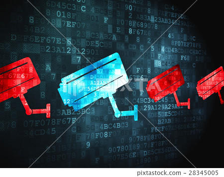 Privacy concept: Cctv Camera on digital background - Stock Illustration ...