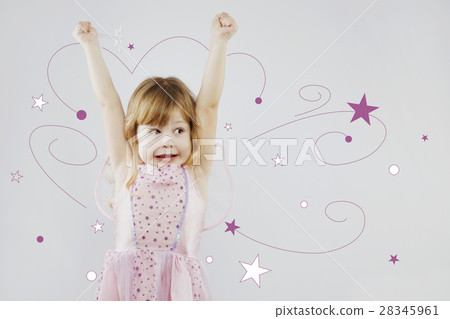Cheerful little girl with magic stick - Stock Photo [28345961] - PIXTA