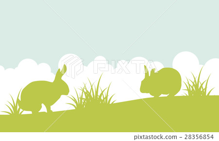 Landscape of easter bunny on hill - Stock Illustration [28356854] - PIXTA