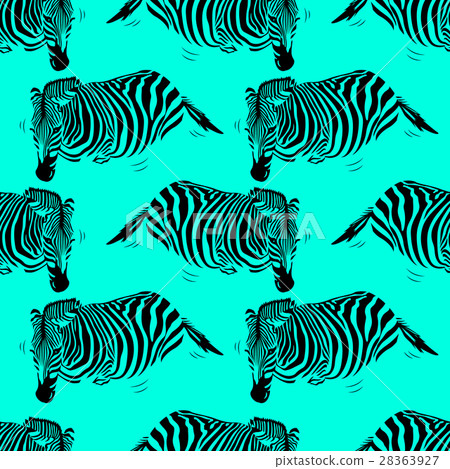zebra seamless pattern on blue background. - Stock Illustration ...