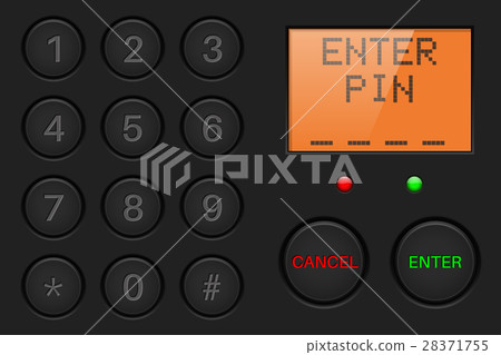 Pin enter display with number buttons. Black - Stock Illustration ...