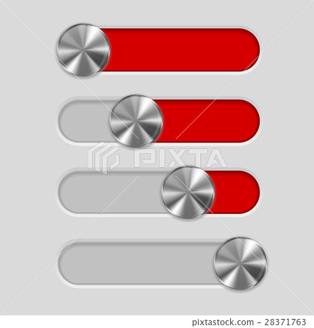 Interface slider bar. Red switch with metal button - Stock Illustration ...