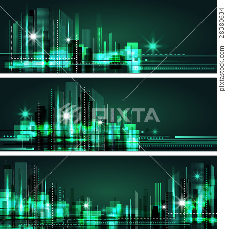 Abstract night city skyline, vector illustration - Stock Illustration ...
