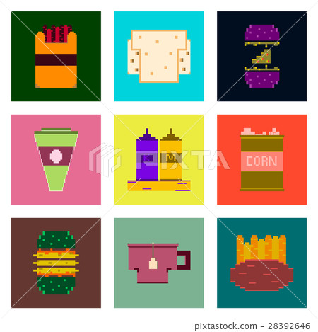 Set Pixel icons of fast food - Stock Illustration [28392646] - PIXTA
