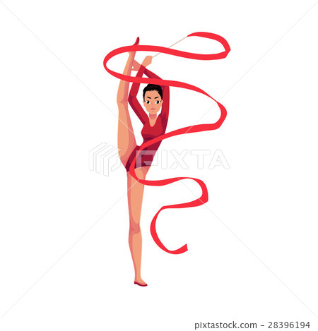 Girl standing in vertical leg split, rhythmic - Stock Illustration ...
