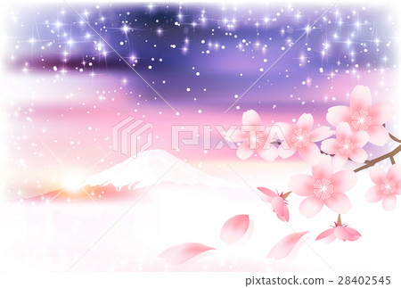 Sakura spring Mt Fuji background - Stock Illustration [28402545] - PIXTA