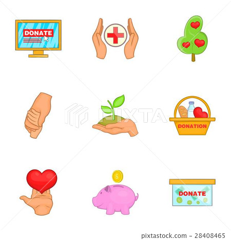 Sponsorship icons set, cartoon style - Stock Illustration [28408465 ...