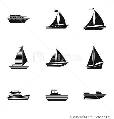 Ocean transport icons set, simple style - Stock Illustration [28436139 ...