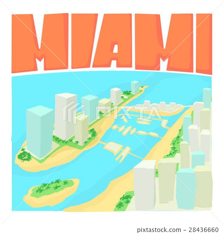 Miami city concept, cartoon style - Stock Illustration [28436660] - PIXTA