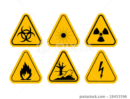 Vector Set of Triangle Yellow Warning Icons - Stock Illustration ...