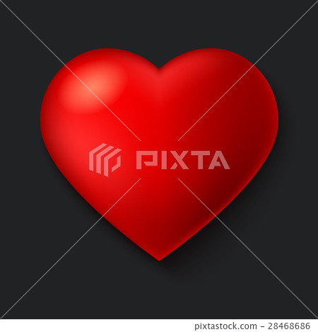 Big red, a scarlet heart isolated on dark - Stock Illustration ...