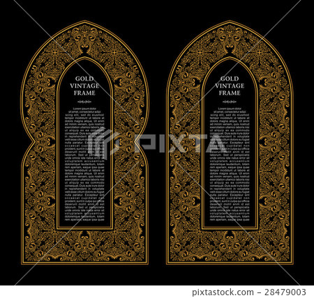 Eastern gold frames, arch. Template design - Stock Illustration ...