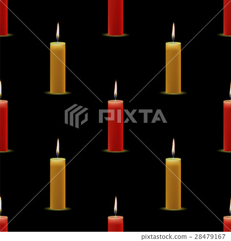 Yellow Red Wax Burning Candles Seamless Pattern - Stock Illustration ...