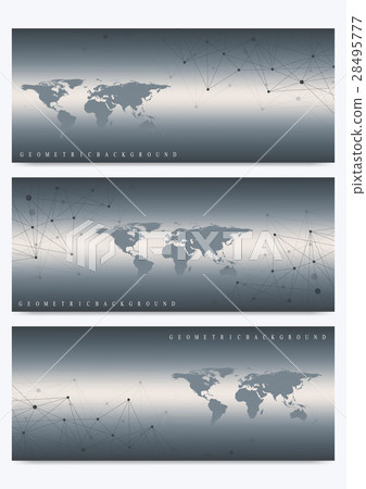 Modern set of vector banners with World Map - Stock Illustration ...